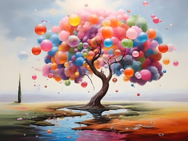 Speech Bubble Tree. Rainbow Colored Tree. Stock Illustration ...