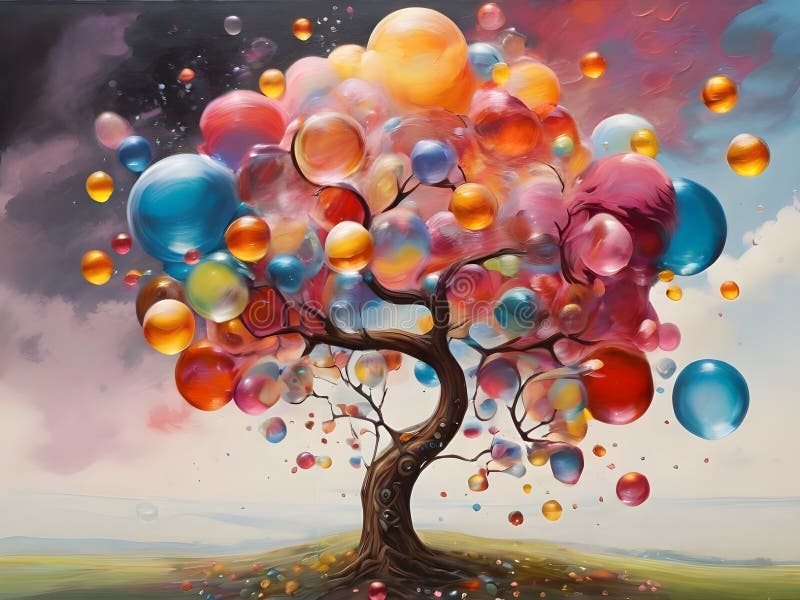 Speech Bubble Tree. Rainbow Colored Tree. Stock Illustration ...