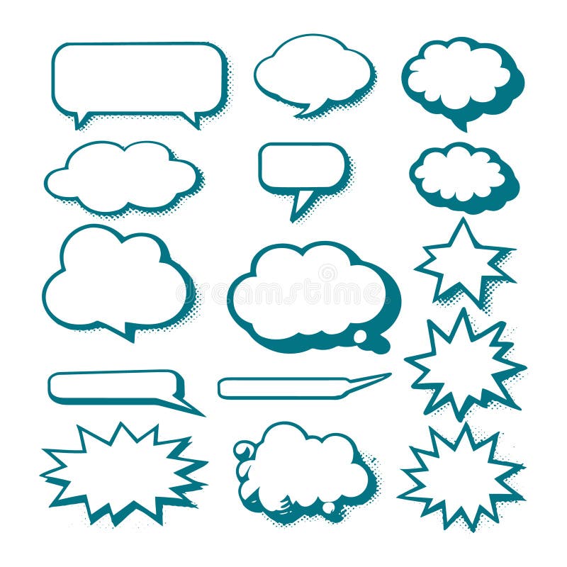 Speech Bubble Vector in Halftone Style Set Stock Vector - Illustration ...