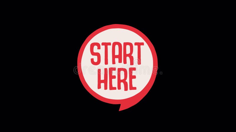 Speech Bubble with Words "START HERE" Flat Design Social Media Element ...