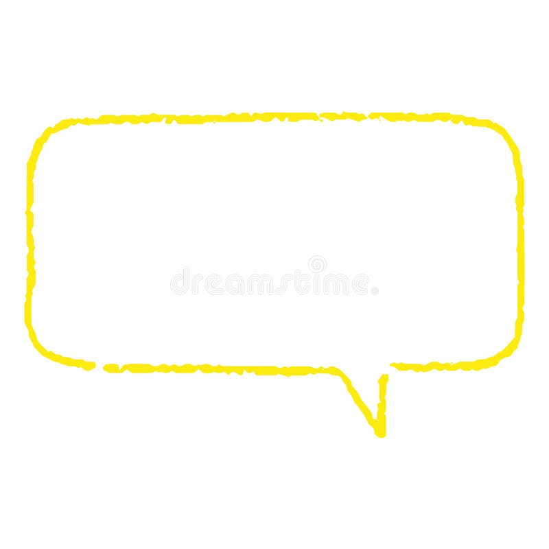 Speech Bubble Yellow Outline, Vector Cartoon Crayon Communication ...