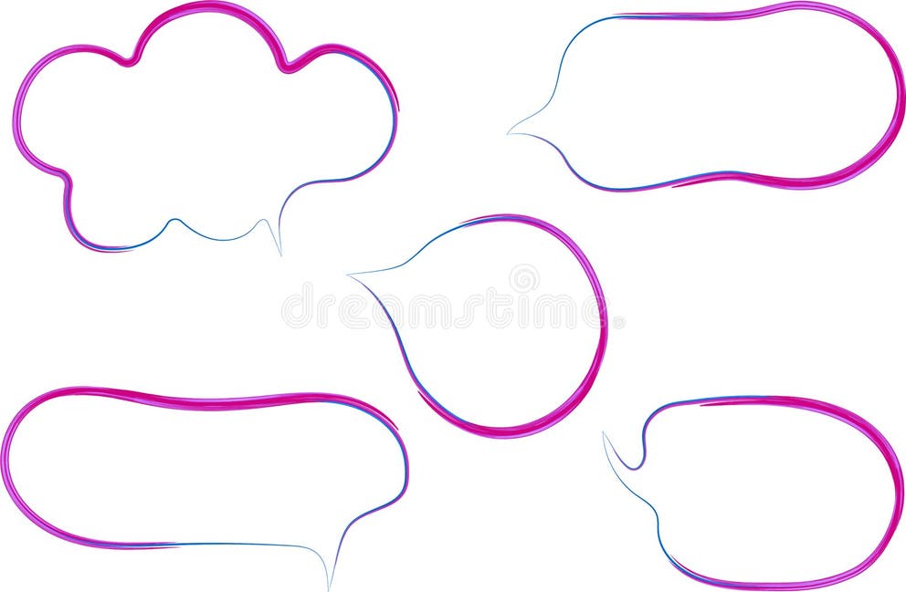 Shiny Purple Blue Colorful Outline Speech Bubbles Set Stock ...