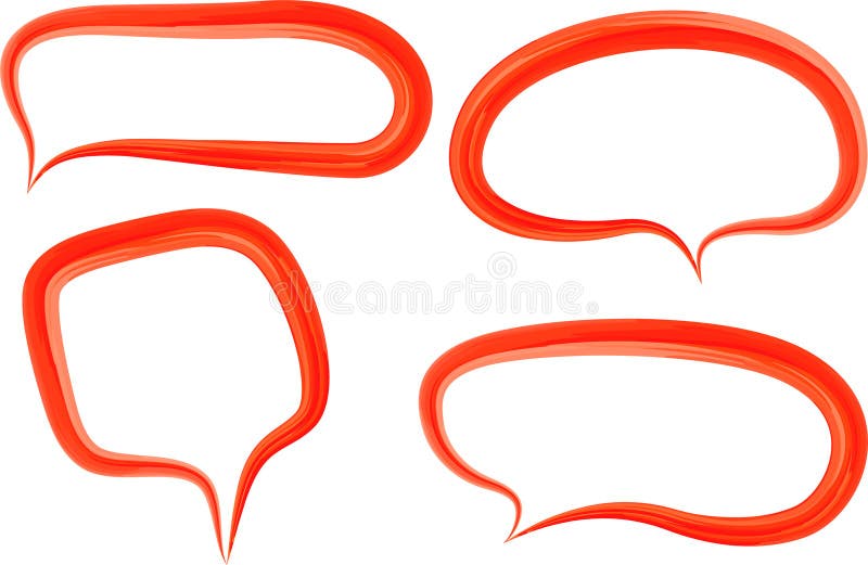 Red Colorful Thick Abstract Hand Drawn Doodle Sketch Speech Bubbles ...
