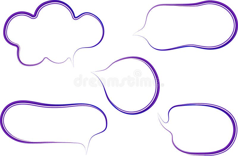 Bright Blue Purple Colorful Abstract Outline Speech Bubbles Set Stock ...