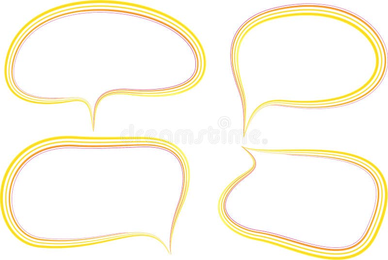 Yellow Red Abstract Art Line Doodle Speech Bubbles Set Stock ...