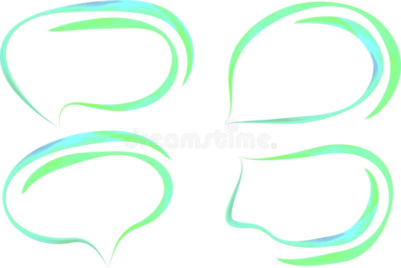 Light Blue Green Mint Creative Colorful Art Outline Speech Bubbles Set ...