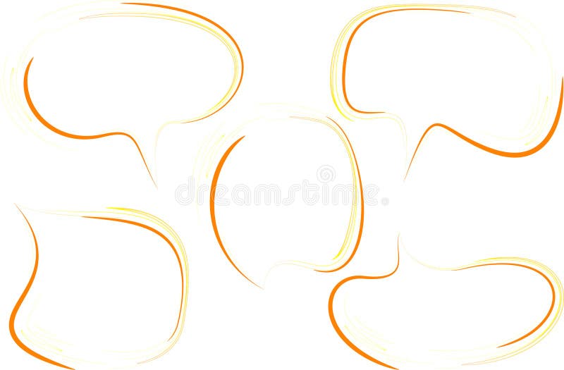 Light Yellow Orange Abstract Art Stroke Outline Speech Bubbles Set ...