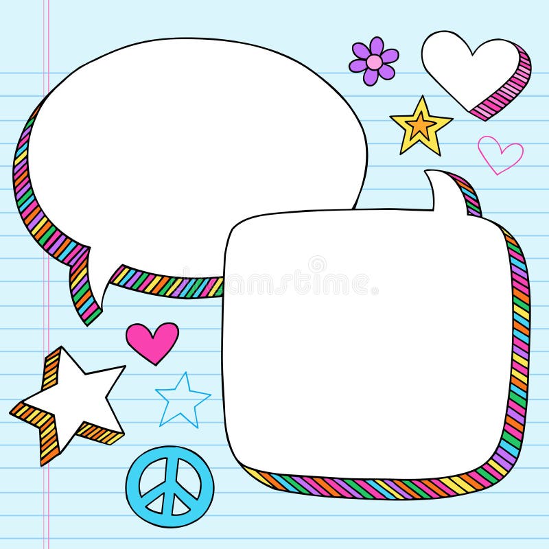 Speech Bubbles 3D Notebook Doodles Vector Set Stock Vector ...