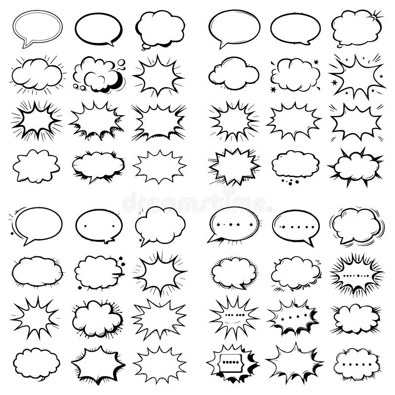 Speech Bubbles and Action Bursts Vector Collection Stock Vector ...
