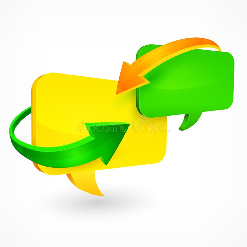 Speech bubbles with arrow stock vector. Illustration of warning - 76737771