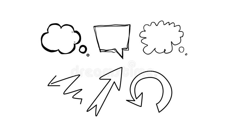 Speech Bubbles and Arrows of Different Shapes Hand Drawn Vector ...