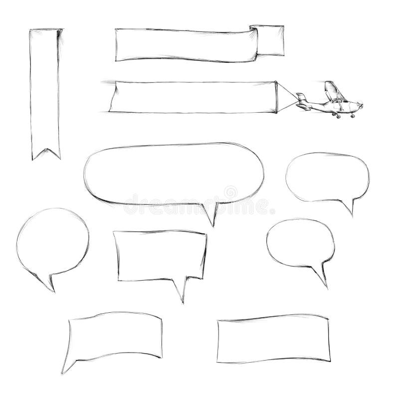 Speech Bubbles, Banner, Little Plane with Banner Stock Illustration ...