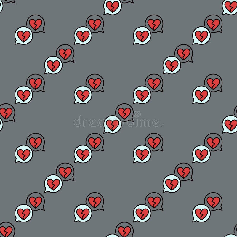 Speech Bubbles with Broken Hearts Vector Colored Seamless Pattern Stock ...