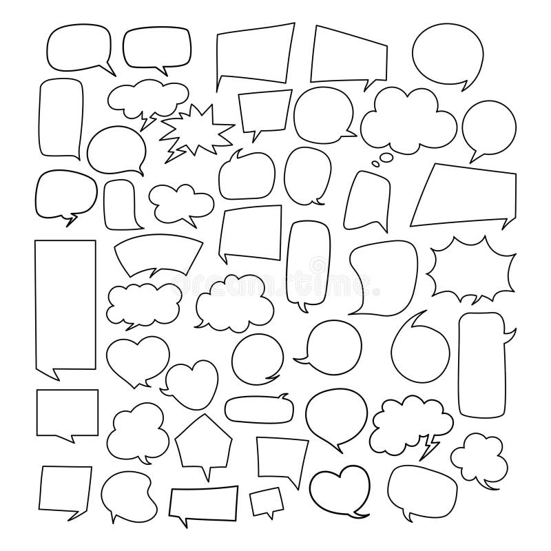 Speech Bubbles, Chat Boxes, Message Balloons Doodles Collection ... Speech Bubbles, Chat Boxes, Message Balloons Doodles Collection ...