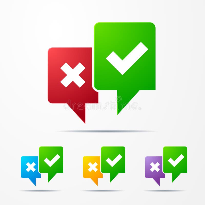 2 Speech Bubbles with Check Marks Red / Green Stock Vector ...