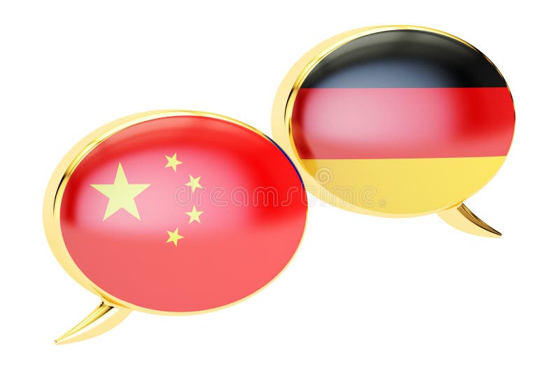 Speech Bubbles, Chinese-German Translation Concept. 3D Rendering Stock ...