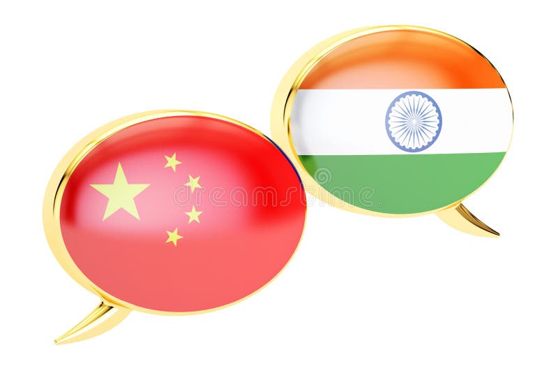 Speech Bubbles, Chinese-Indian Translation Concept. 3D Renderin Stock ...