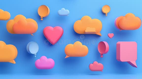 Speech Bubbles, Clouds, Hearts, Round and Oval Shaped Blank Message ...