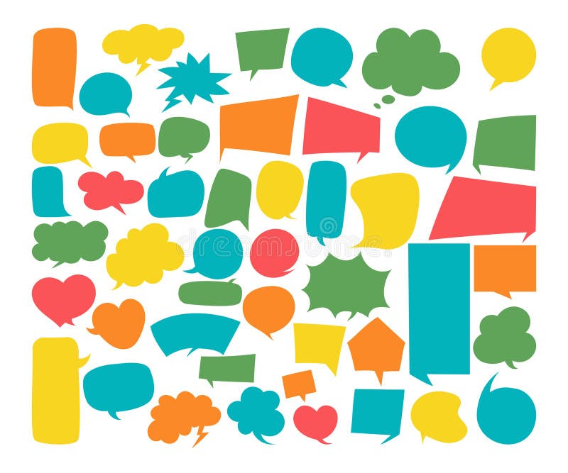 Speech Bubbles Collection. Cloud for Text, Empty Geometric Shapes ...