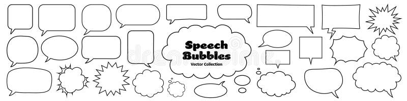 Speech Bubbles Collection. Set with Different Hand Drawn Shape Stock ...