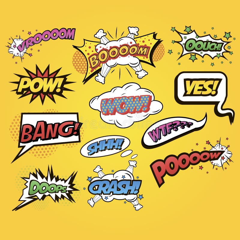 Speech Bubbles Comics Speech and Exclamations Stock Vector ...