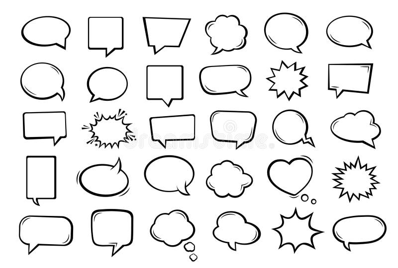 Speech Bubbles for Comics. Vector Illustrations Collection Stock ...