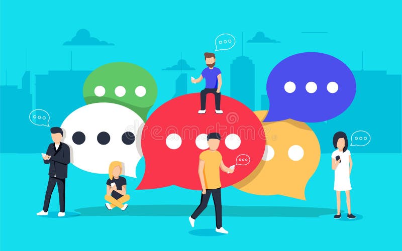 Speech Bubbles for Comment and Reply Concept Flat Vector Illustration ...