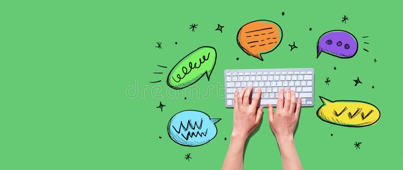Speech Bubbles and a Computer Keyboard Stock Photo - Image of digital ...