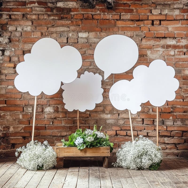 Speech Bubbles Decor in Rustic Setting Stock Photo - Image of ...