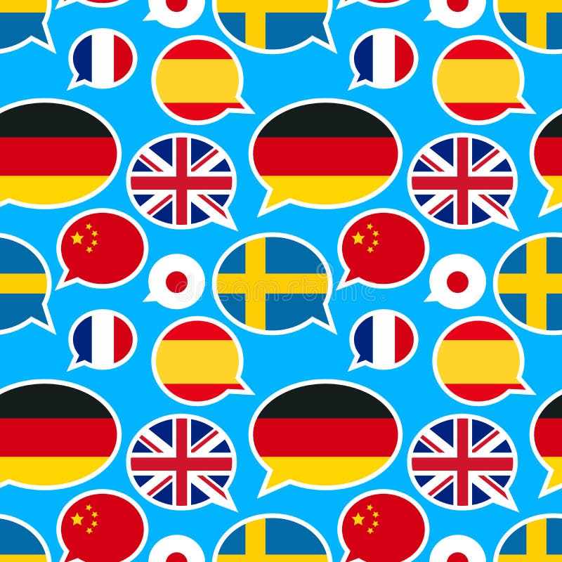 Speech Bubbles with Different Countries Flags in Flat Design Style ...