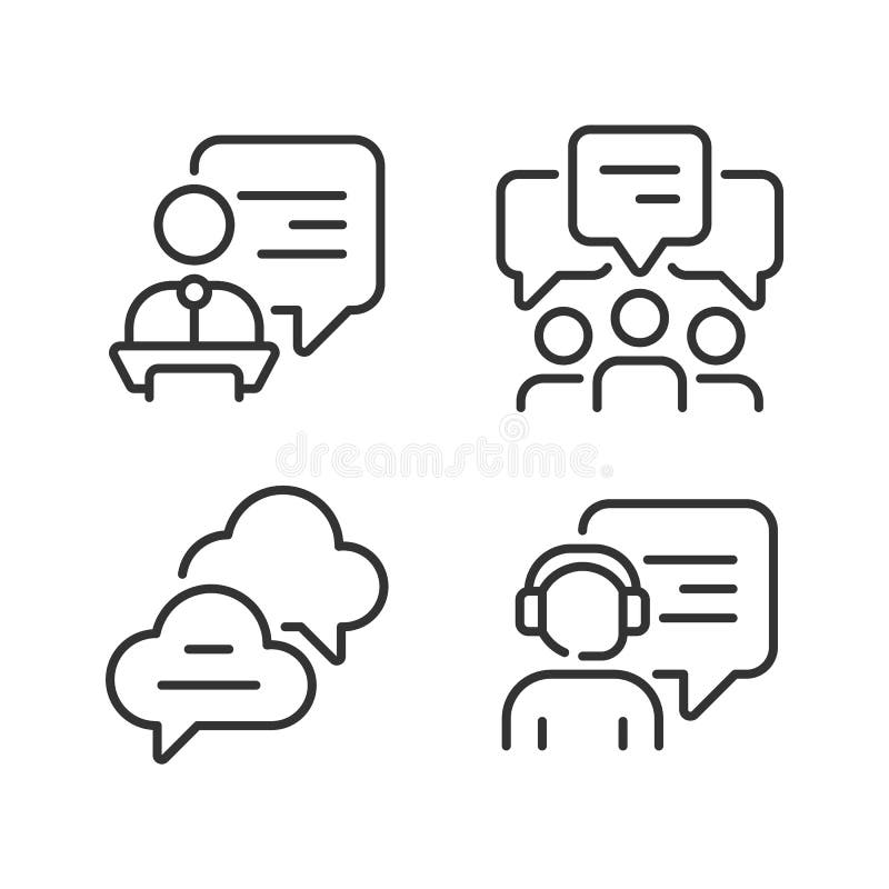 Speech Bubbles in Different Spheres Pixel Perfect Linear Icons Set ... Speech Bubbles in Different Spheres Pixel Perfect Linear Icons Set ...