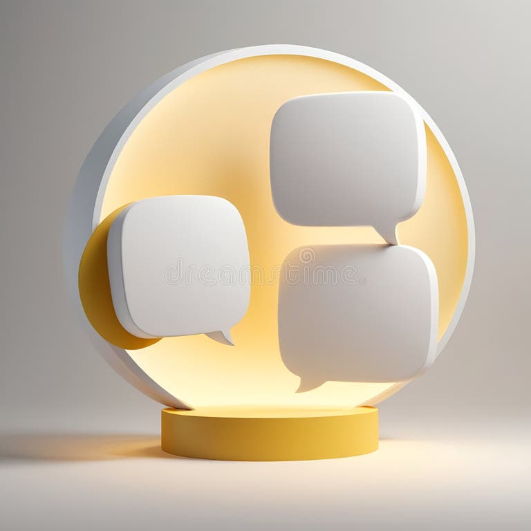 Speech Bubbles Display with Round Platform and Backlight Stock ...