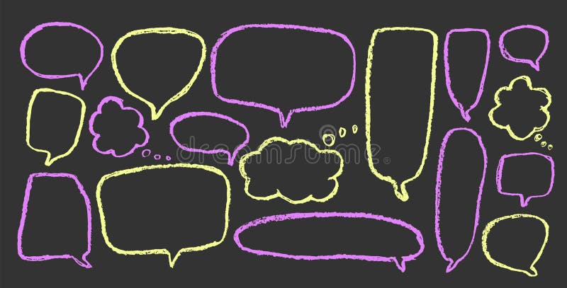 Speech Bubbles Doodle Set. Crayon Doodle Text Borders. Chat Dialog ...