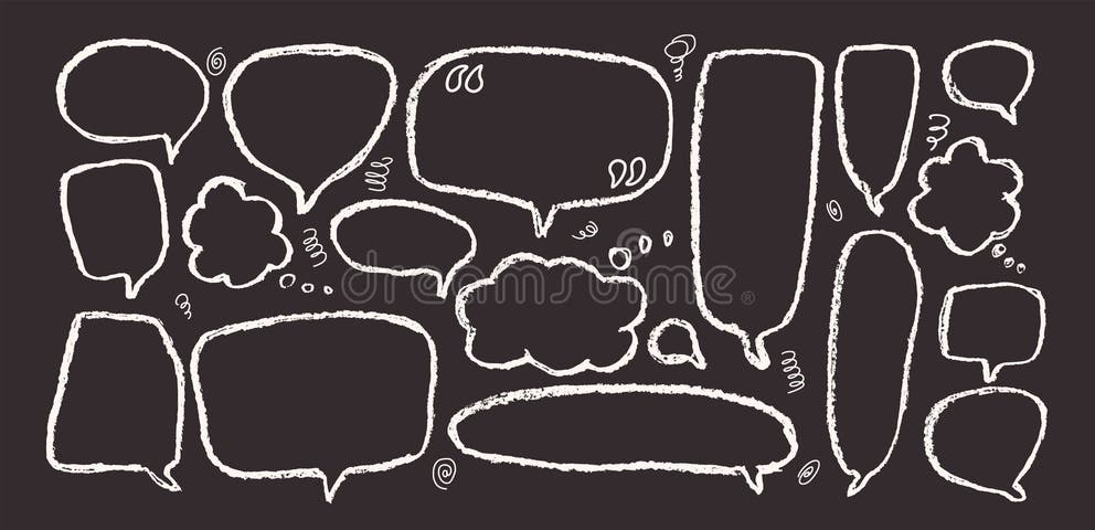 Speech Bubbles Doodle Set. Crayon Doodle Text Frames. Chat Dialog Boxes ...