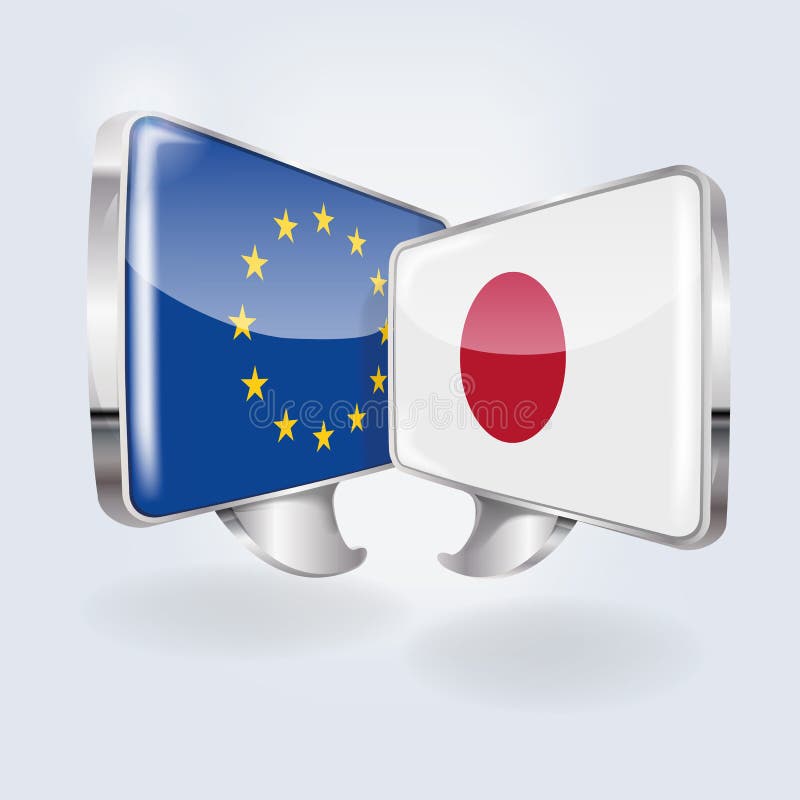 Europe Vs Japan Flags, Illustration Stock Vector - Illustration of ...