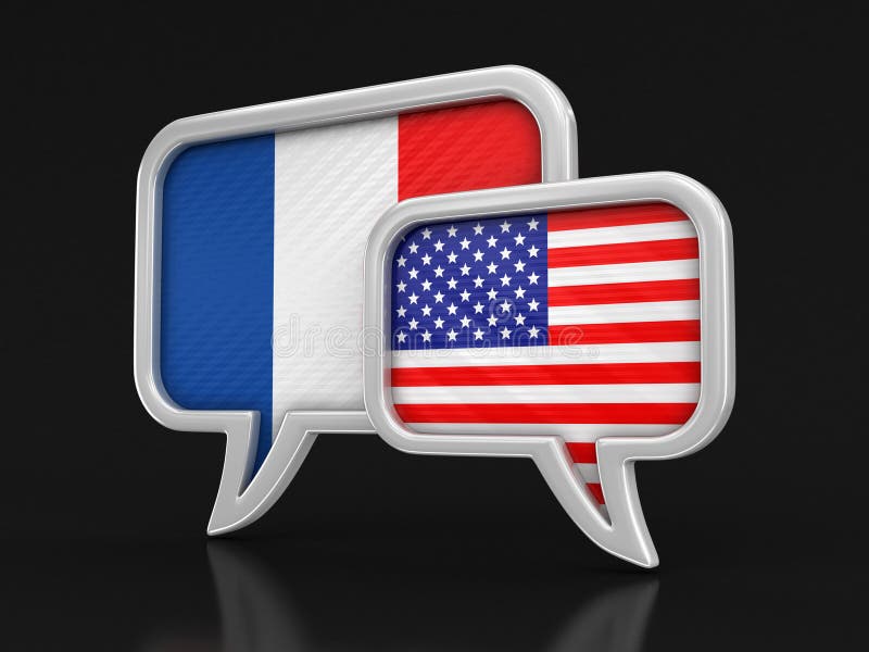 Speech bubbles with flags stock illustration. Illustration of bubble ...