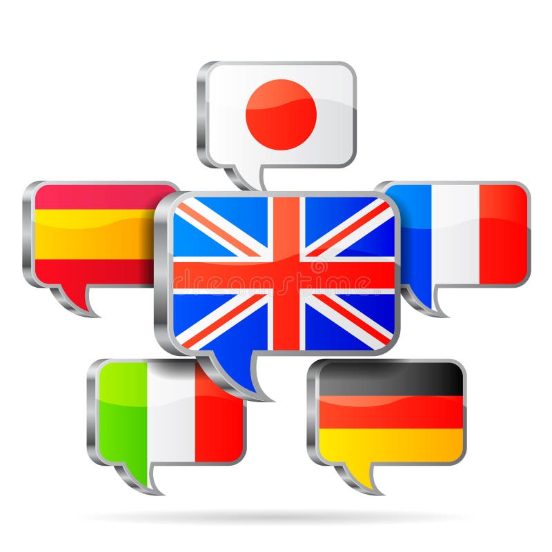 Speech bubbles flags. stock vector. Illustration of business - 47421379