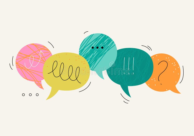 Speech Bubbles Forming Circle Communication Concept. Set of Speech ...