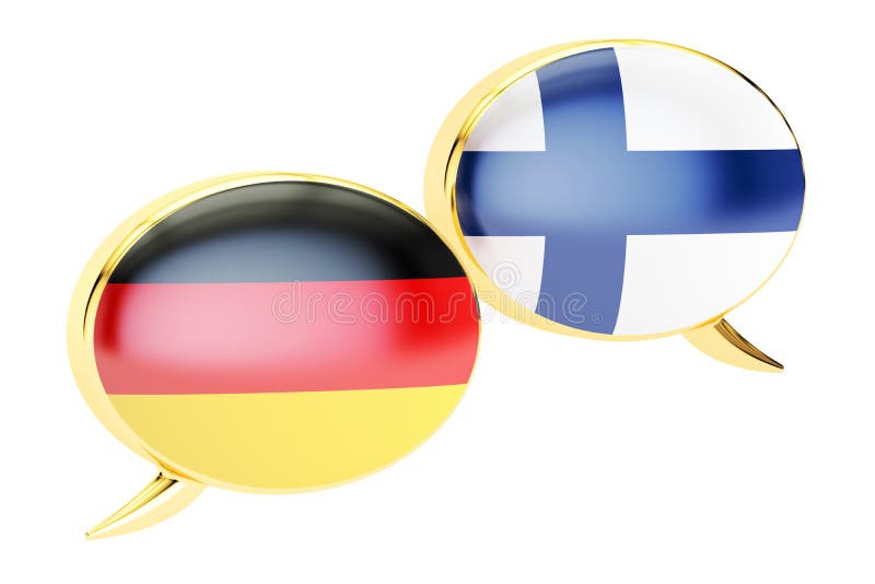 Speech Bubbles, German-Finnish Conversation Concept. 3D Rendering Stock ...
