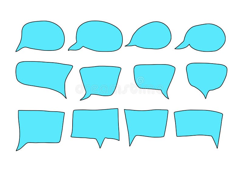 Speech Bubbles Hand Drawn Set. Vector Illustration Stock Vector ...