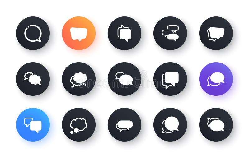 Speech Bubbles Icons. Social Media Message, Comic Bubbles and Chat ...