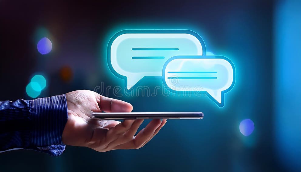 Speech Bubbles Illustrate a Text Message Conversation, Digital ...
