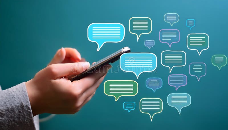 Speech Bubbles Illustrate a Text Message Conversation, Digital ...
