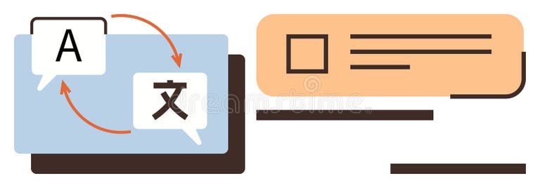 Language Translation Process with Speech Bubbles and Text Integration ...