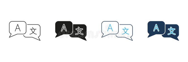 Speech Bubbles with Language Symbols Line and Solid Icon Set ...