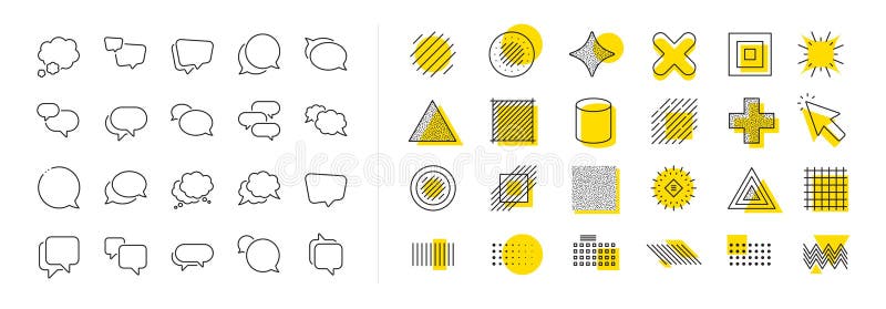 Speech Bubbles Line Icons. Social Media Message, Comic Bubbles and Chat ...