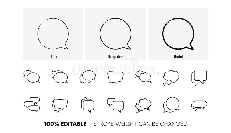 Speech Bubbles Line Icons. Social Media Message, Comic Bubbles and Chat ...