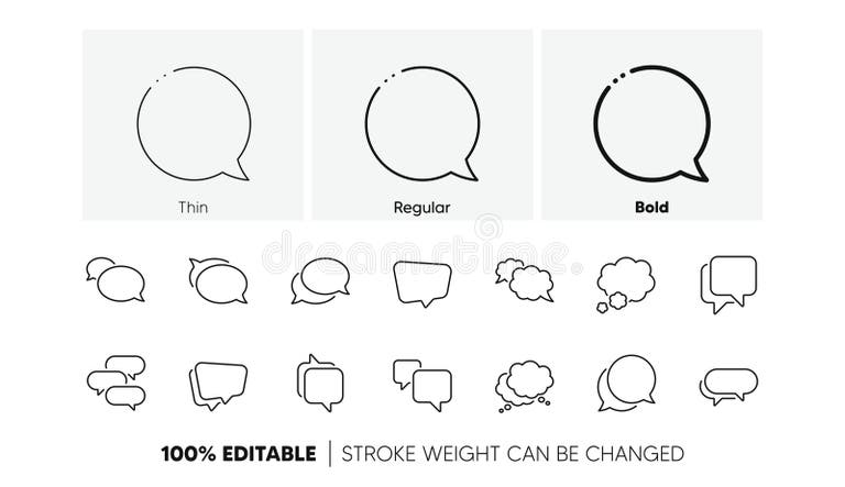 Speech Bubbles Line Icons. Social Media Message, Comic Bubbles and Chat ...