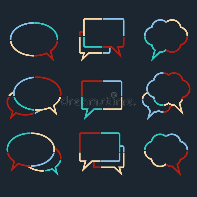 Speech Bubbles Linear Icons of Colorful Dotted Lines Stock Vector ...