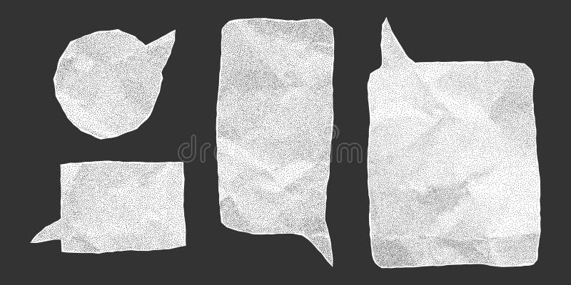 Speech Bubbles Made of Crumpled Paper, Isolated for Layout Use. Dotted ...